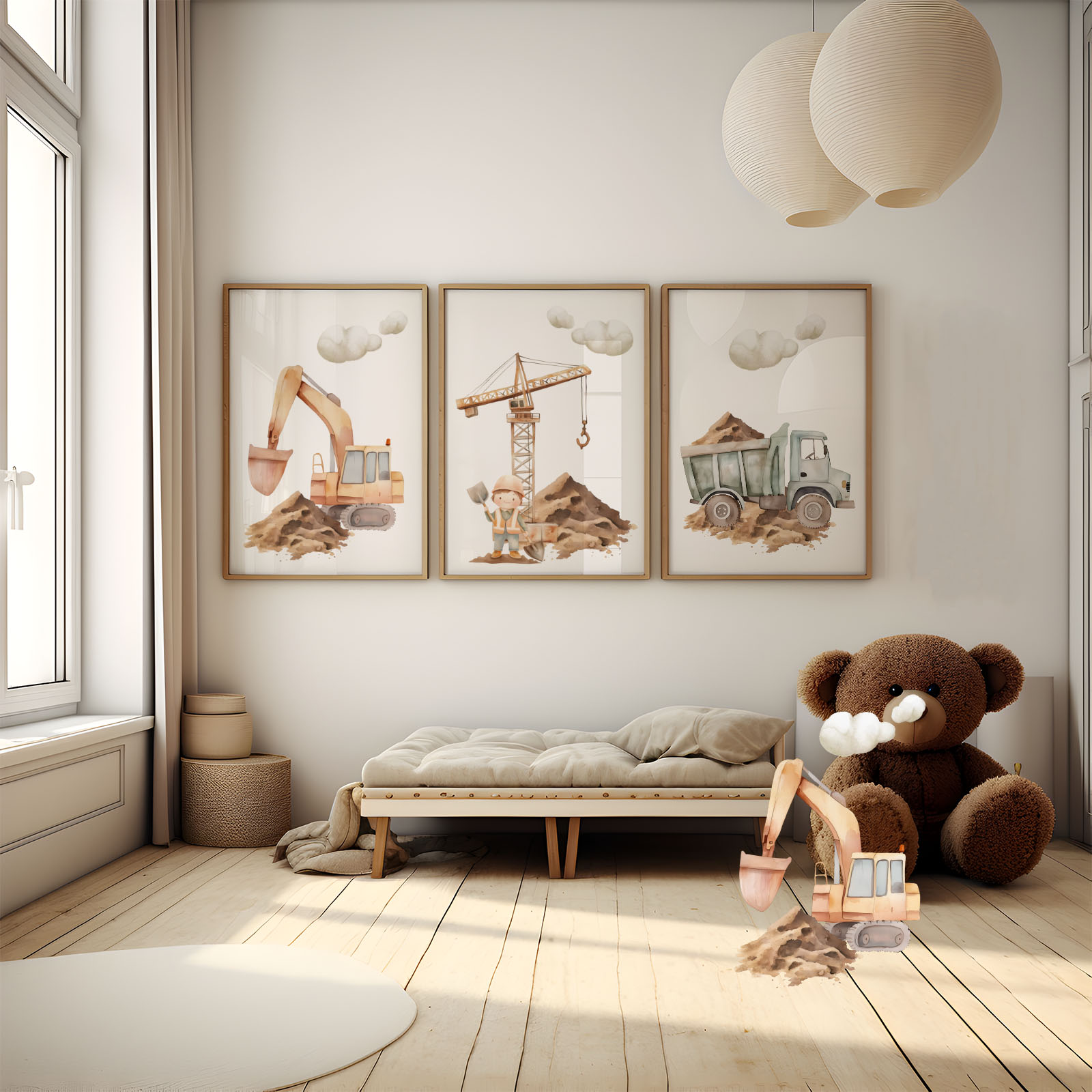 Dekorativni printi “gradbeni stroji” | Dodatki za otroške sobice, VANJA ...